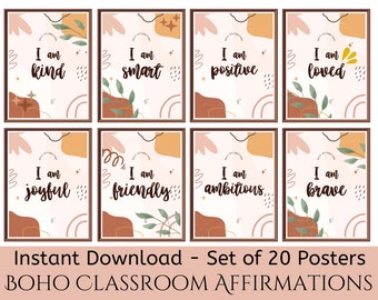 Retro Classroom Affirmations set of 10 Printable Posters, Digital ...