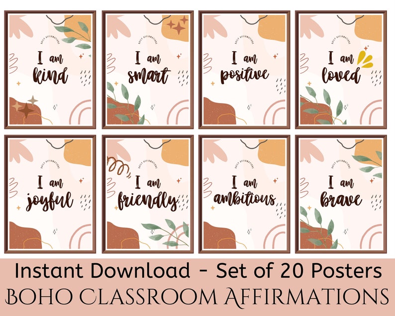 Boho Classroom Affirmations set of 20 Printable Posters | Etsy