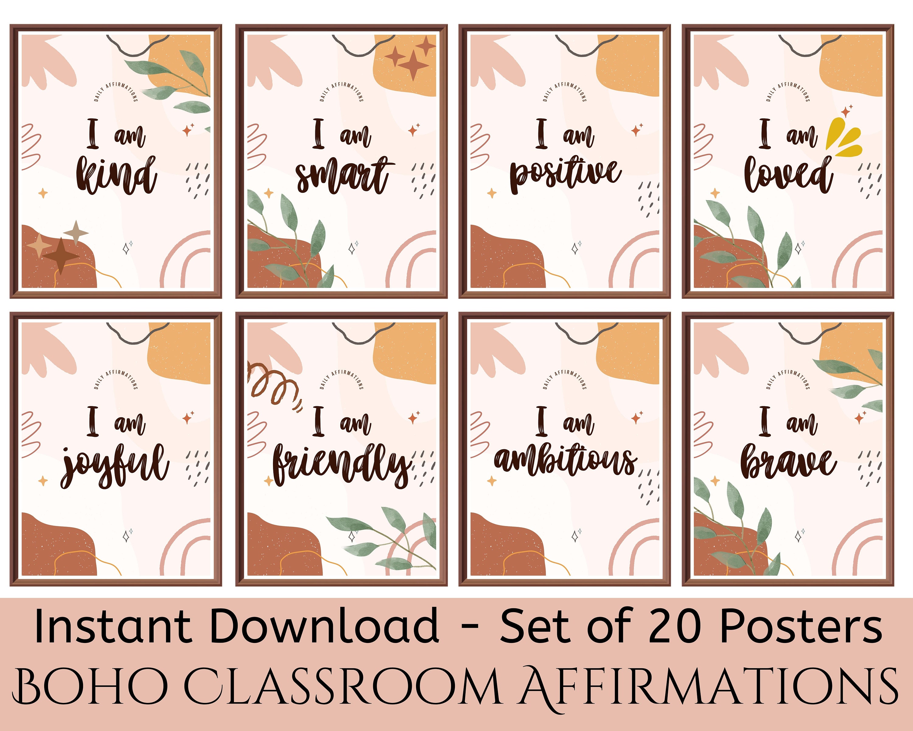 Boho Classroom Affirmations set of 20 Printable Posters, Digital ...