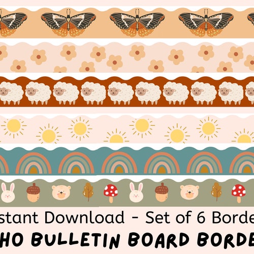 BULLETIN BOARD BORDERS Boho Rainbow Collection Classroom - Etsy