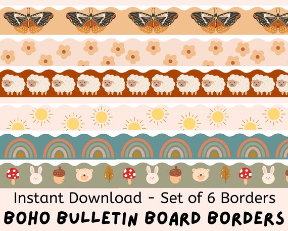 Boho Classroom Bulletin Board Borders set of 6 Printable - Etsy Canada