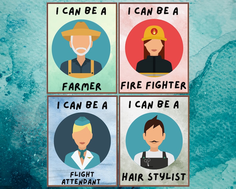 Watercolor Occupation Icon (set of 28 Printable Posters), Inspirational ...