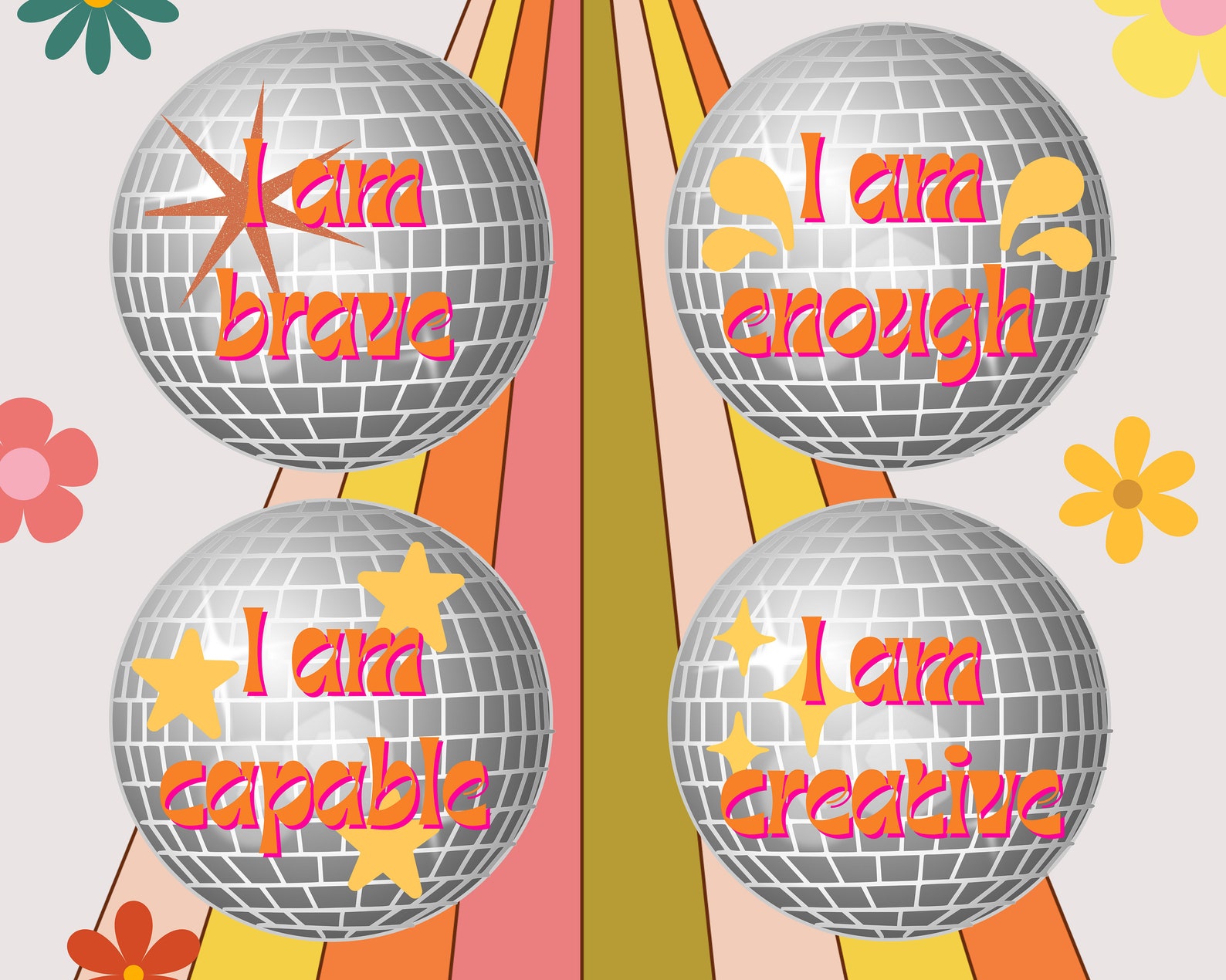 Retro Classroom Affirmations (set of 10) Printable Posters, Digital ...