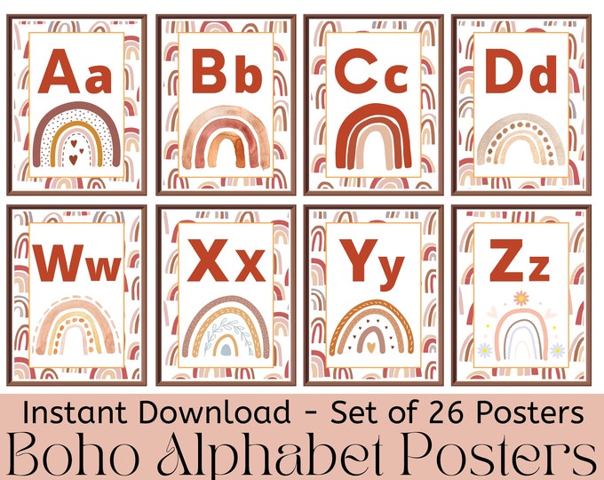 PRINTABLE Boho Alphabet Poster Pack | Bulletin Board Posters ...