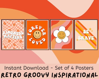 Groovy Inspirational Class (set of 8) Printable Posters, Digital ...