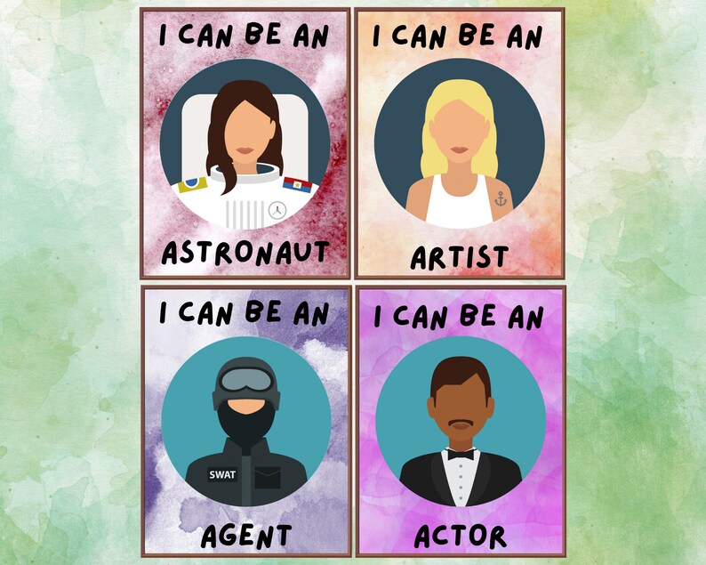 Watercolor Occupation Icon (set of 28 Printable Posters), Inspirational ...