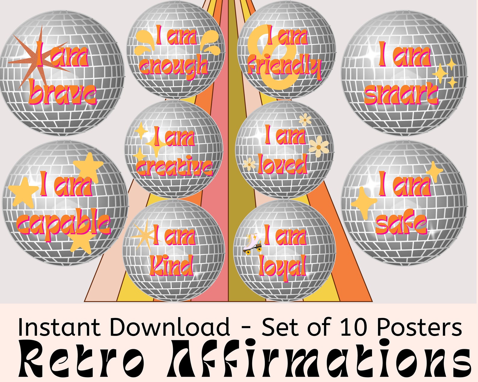 Retro Classroom Affirmations (set of 10) Printable Posters, Digital ...