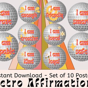 Retro Classroom Affirmations (set of 10) Printable Posters, Digital ...
