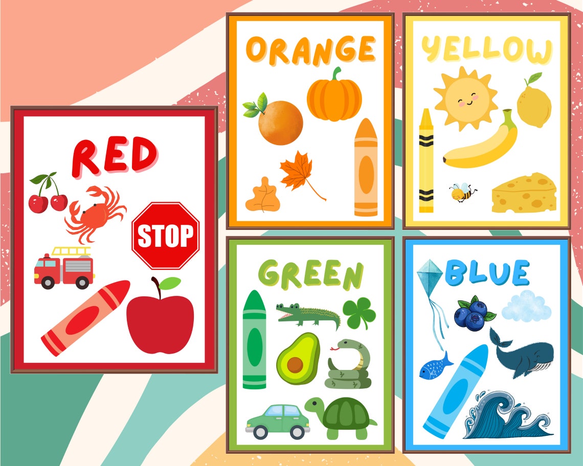 Basic Shapes and Colors set of 26 Printable Posters Digital - Etsy