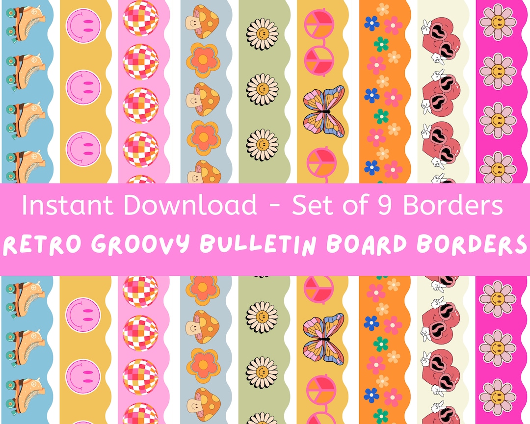 Classroom Retro Groovy Bulletin Board Borders (set of 9), Retro Groovy ...