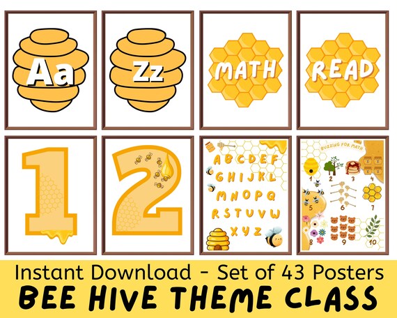 Bee Hive Themed Posters set of 43 Printable Posters Digital - Etsy