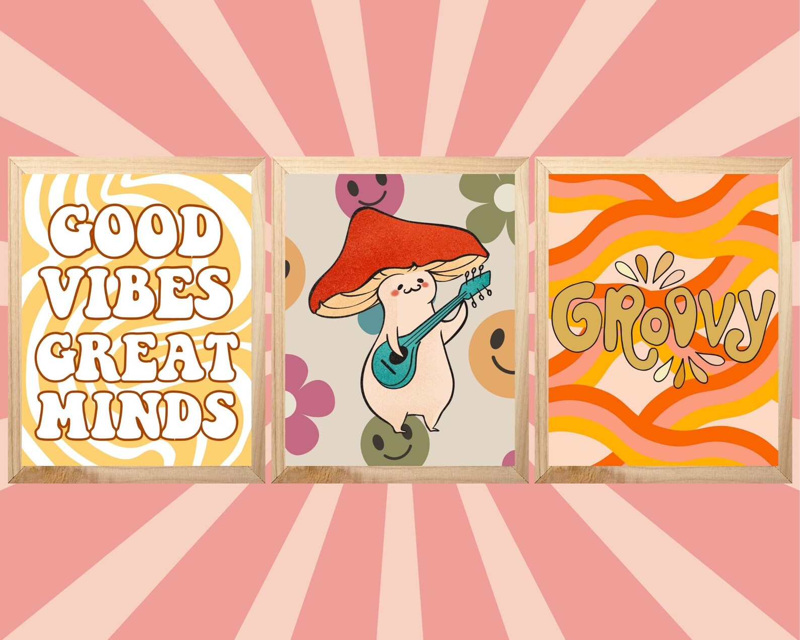 Groovy Inspirational Class set of 12 Printable Posters, Digital ...