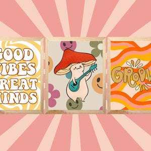 Groovy Inspirational Class set of 12 Printable Posters, Digital ...