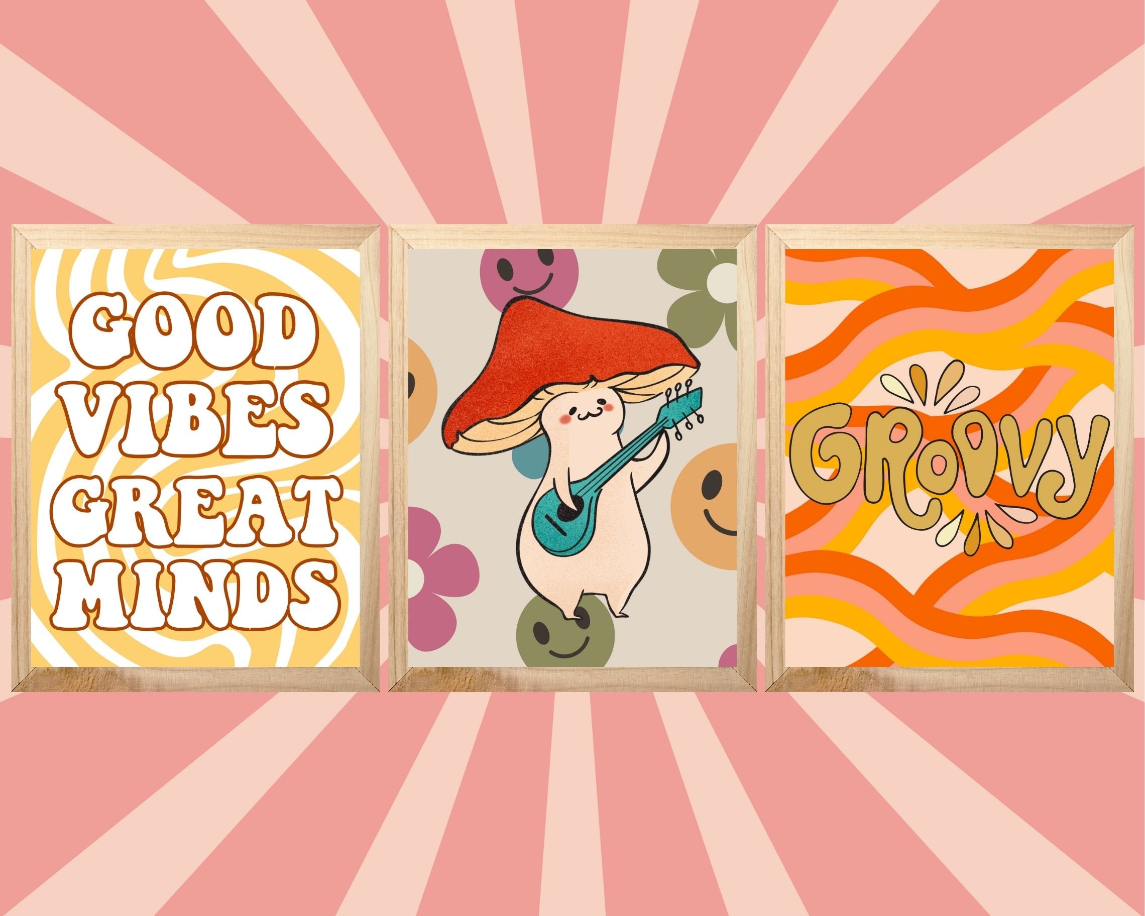 Groovy Inspirational Class set of 12 Printable Posters, Digital ...