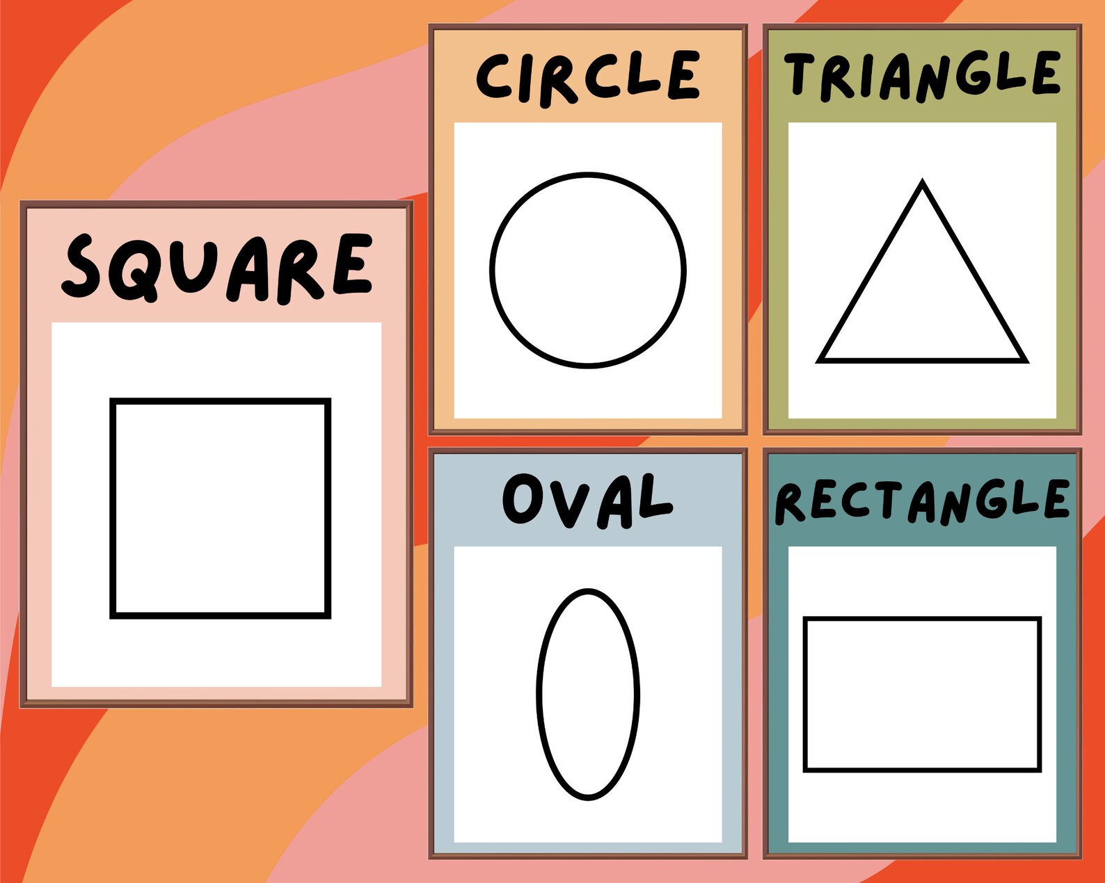Basic Shapes and Colors (set of 26) Printable Posters, Digital ...