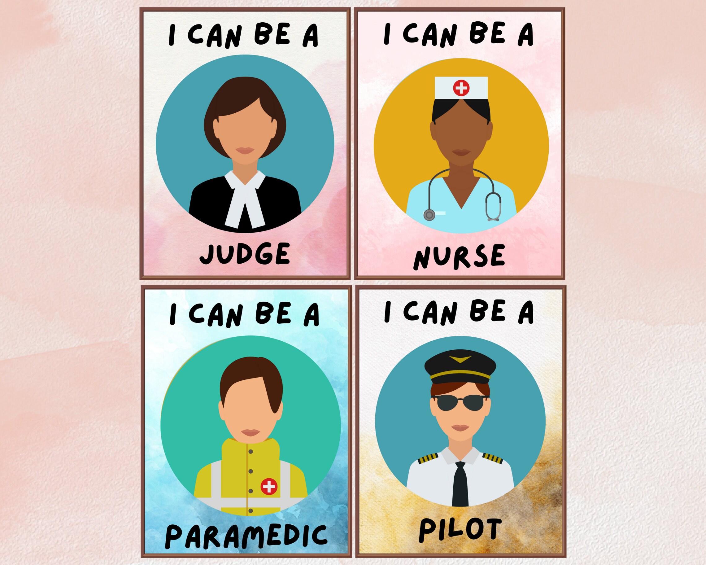 Watercolor Occupation Icon (set of 28 Printable Posters), Inspirational ...