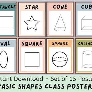 Boho Basic Shapes (set of 15) Printable Posters, Digital Downloads ...