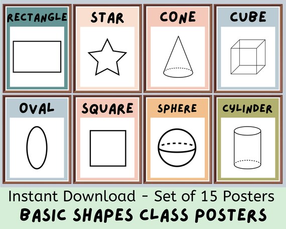 Boho Basic Shapes set of 15 Printable Posters Digital - Etsy