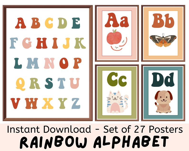 Rainbow Alphabet Posters set of 27 Printable Posters, Digital Downloads ...