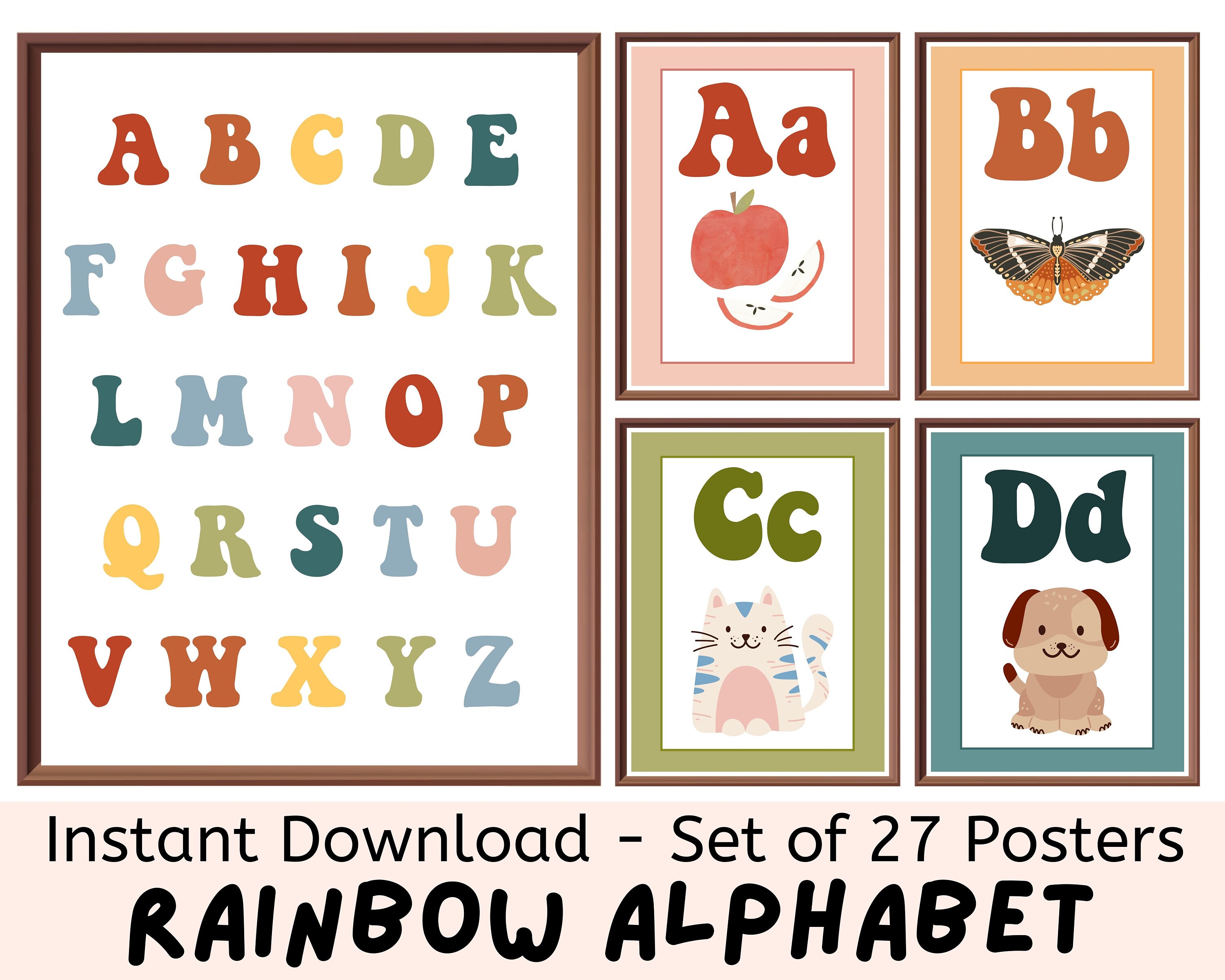 Rainbow Alphabet Posters set of 27 Printable Posters, Digital Downloads ...