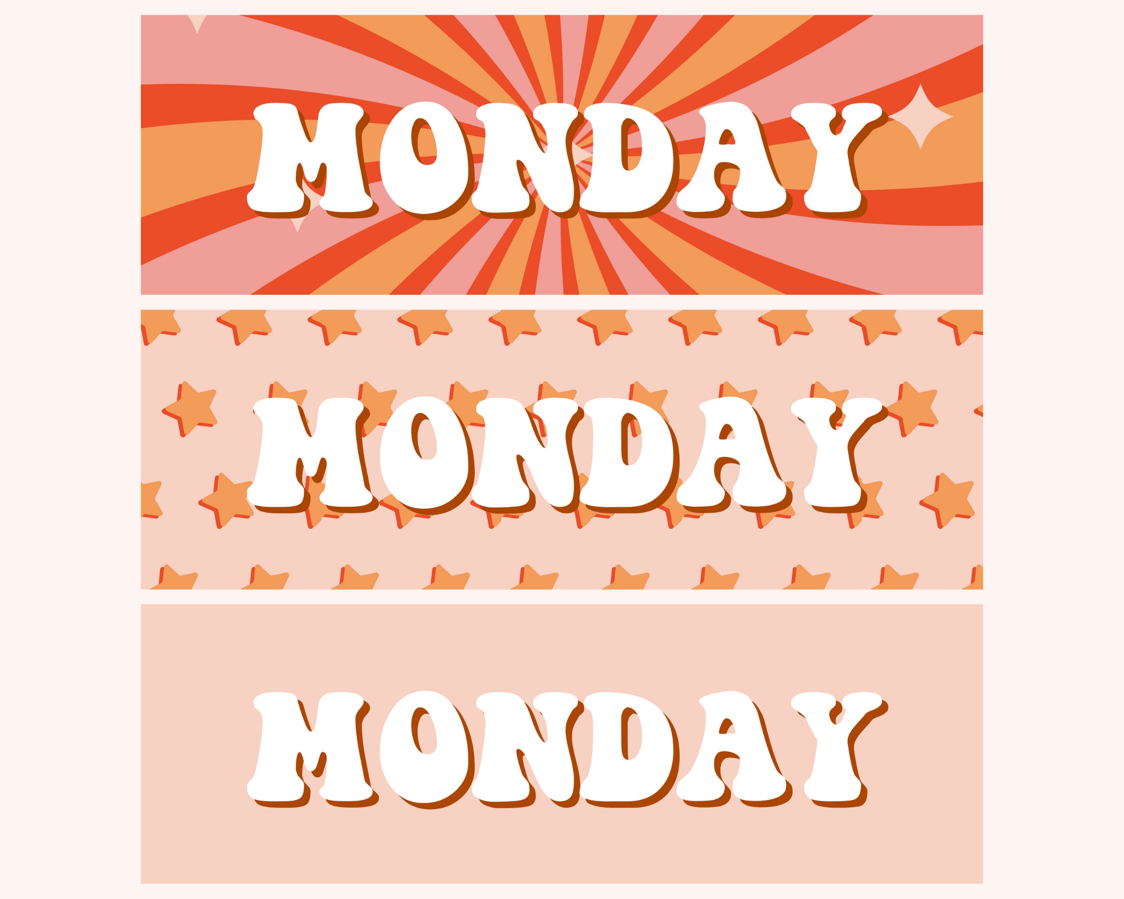 Groovy Weekday Labels (set of 24) Printable Labels, Digital Downloads ...