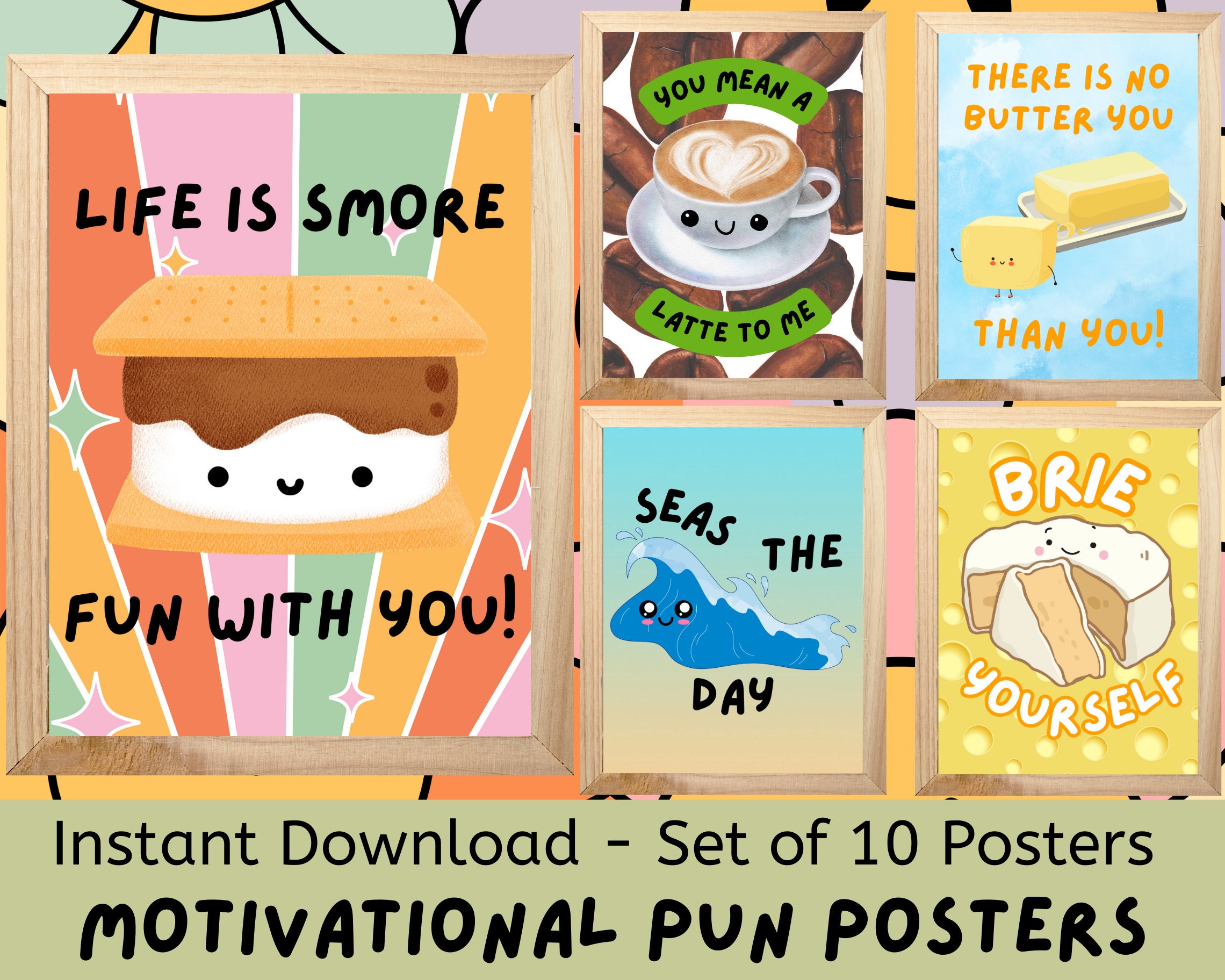 Motivational Pun Set of 10 Posters, Classroom Decor, Positive ...