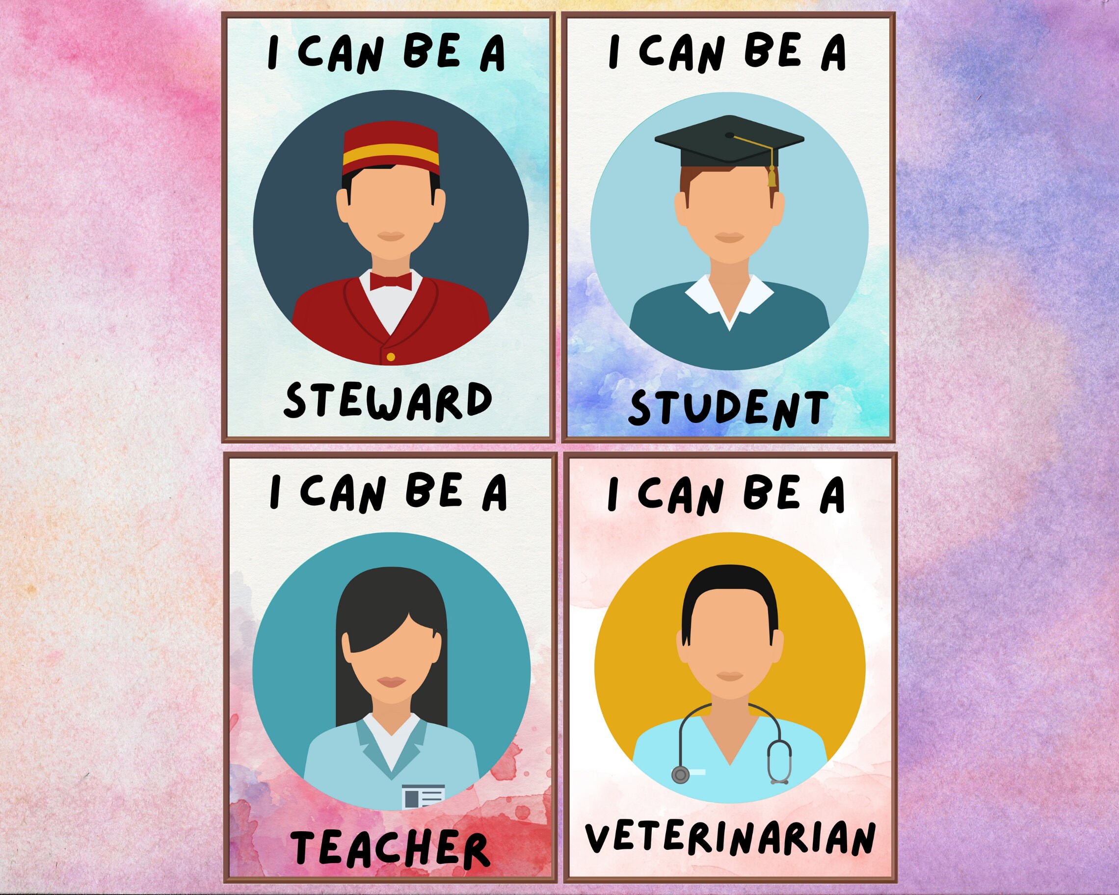 Watercolor Occupation Icon (set of 28 Printable Posters), Inspirational ...