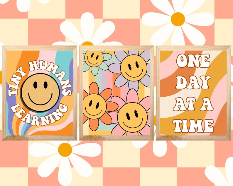 Groovy Inspirational Class set of 12 Printable Posters, Digital ...