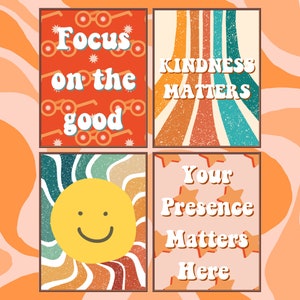 Groovy Inspirational Class (set of 8) Printable Posters, Digital ...