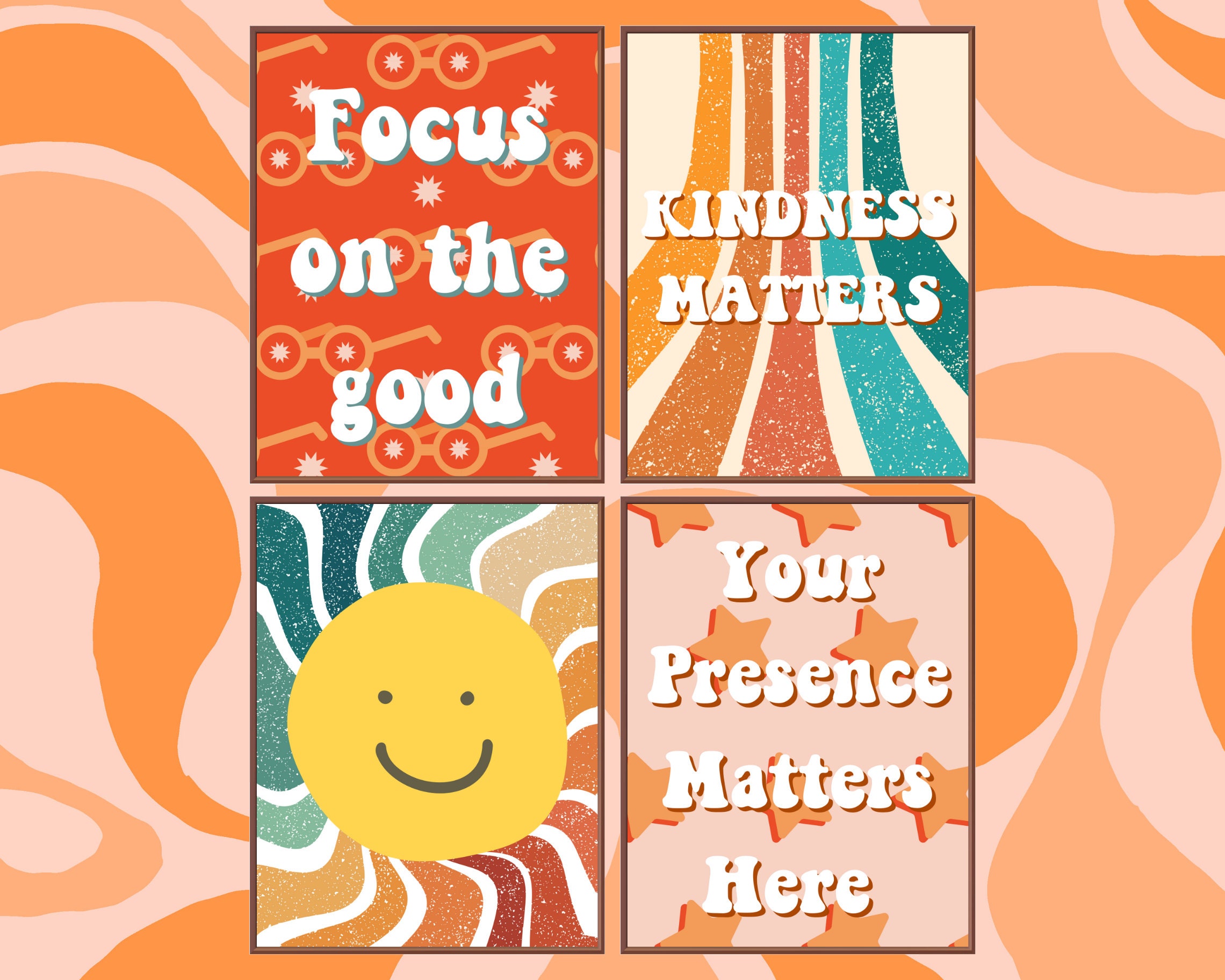 Groovy Inspirational Class (set of 8) Printable Posters, Digital ...