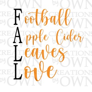 Fall Svg, Dxf, Eps, Png, Jpg, AI, Football, Apple Cider, Leaves, Love ...