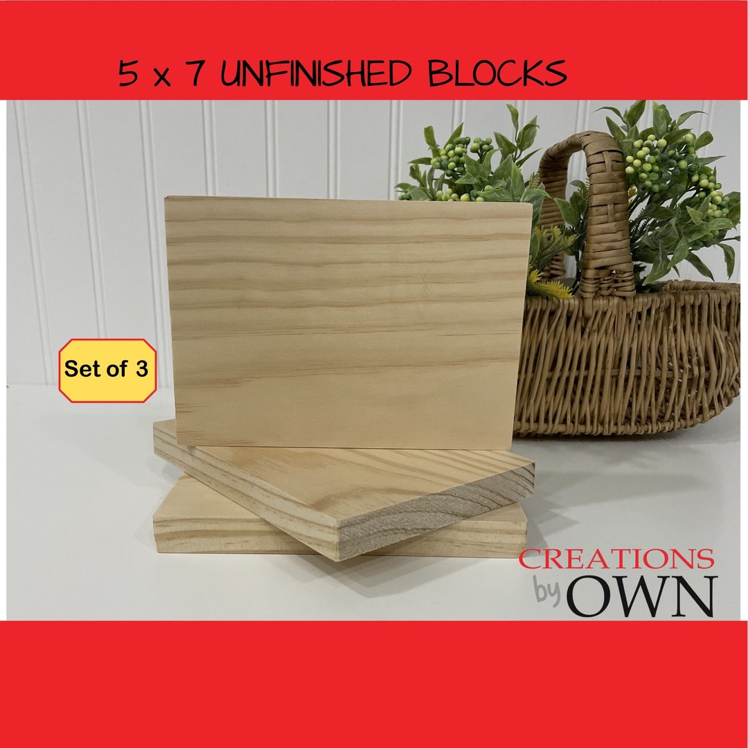 Unfinished Wood Block Blanks 5x7x.75 and 4x6x.75 Small Shelf Sign, Wood ...