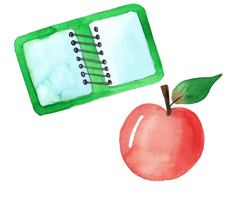 Watercolor School Supplies Digital Clipart, Back to School Clipart, PNG ...