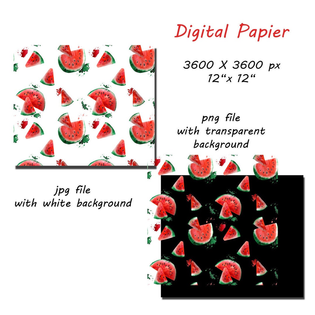 Watermelon Digital Paper, Watermelon Watercolor, Seamless Pattern ...