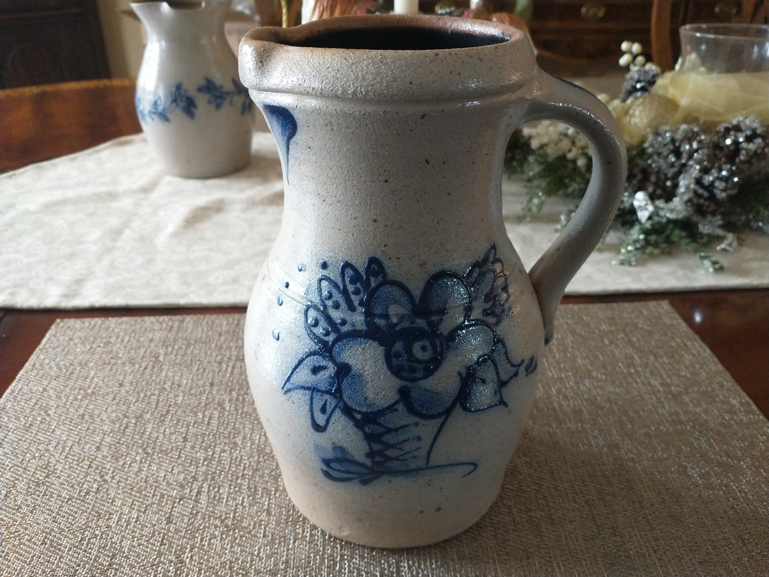 Vintage Rowe Pottery Works Stoneware Pitcher Floral Design 1987 - Etsy