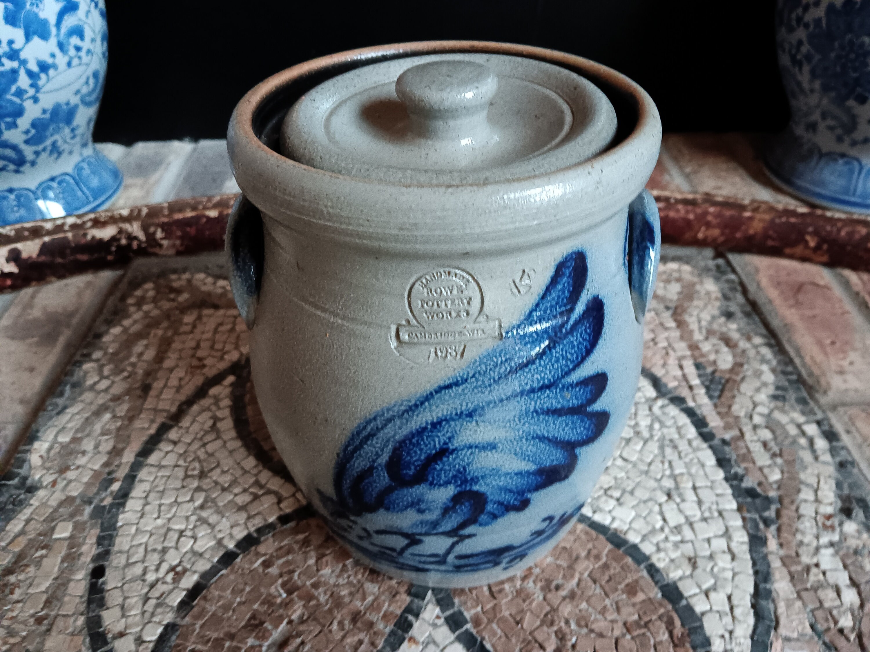 Vintage Rowe Pottery Works Kitchen Canister With Lid Chicken Hen Design ...