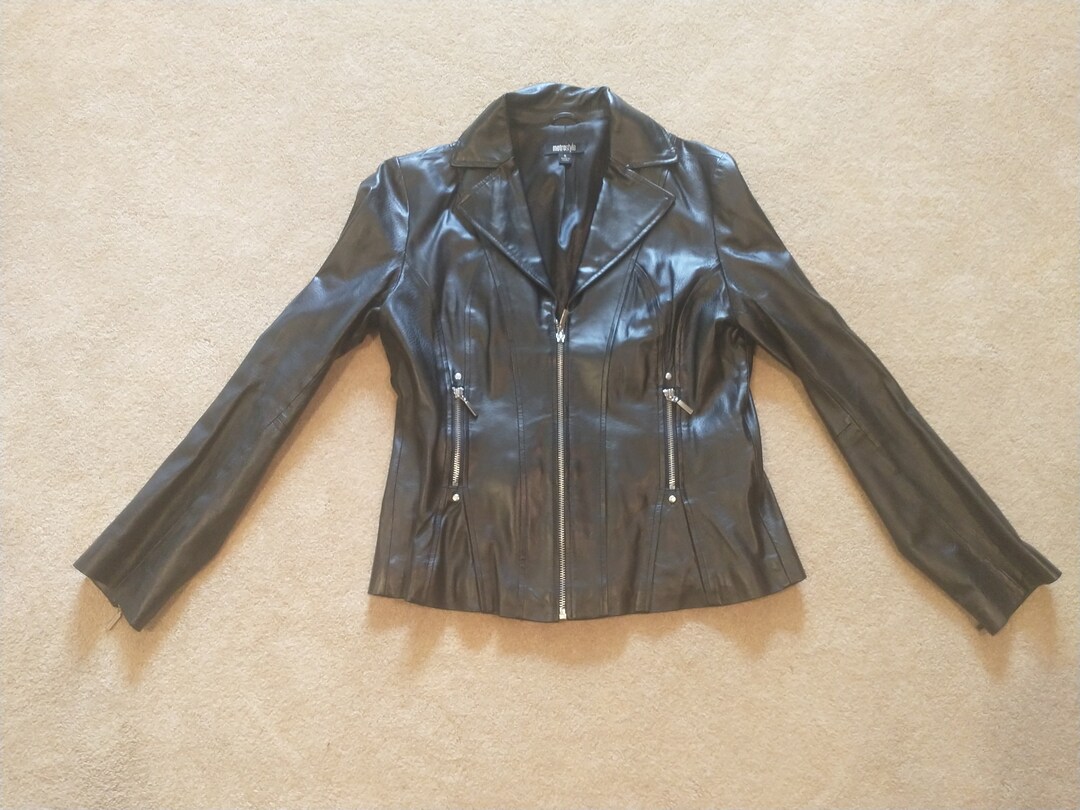 Vintage Metrostyle Women's Black Leather Jacket Petite Size 6 - Etsy