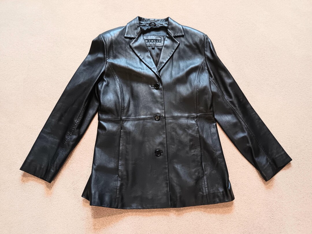 Vintage Winlit Black Leather Jacket Women's Size Large - Etsy