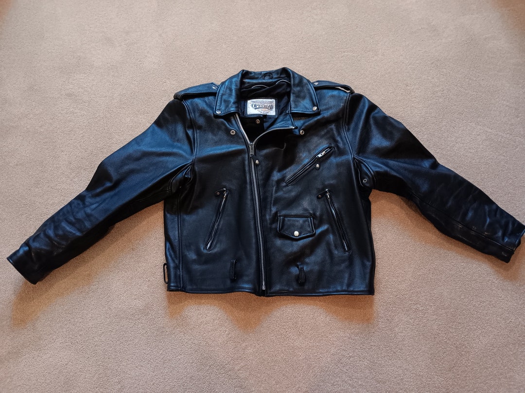 Vintage Open Road Black Leather Motorcycle Jacket Men's X Large - Etsy