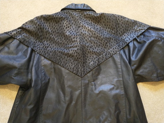 Vintage Mercedes Women's Black Leather Raincoat Size … - Gem