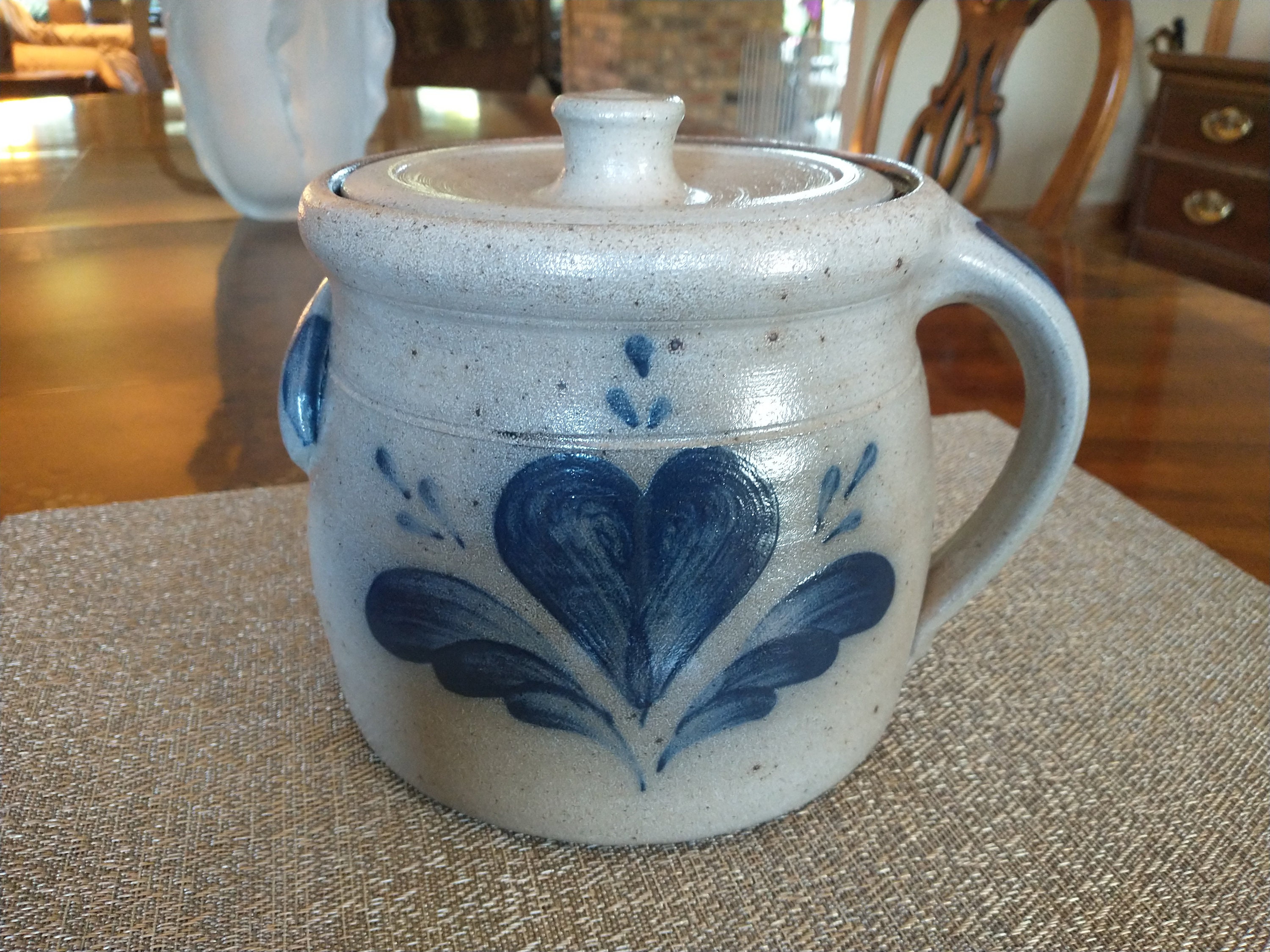 Vintage Rowe Pottery Works Bean Pot With Lid Heart Design 1991 - Etsy
