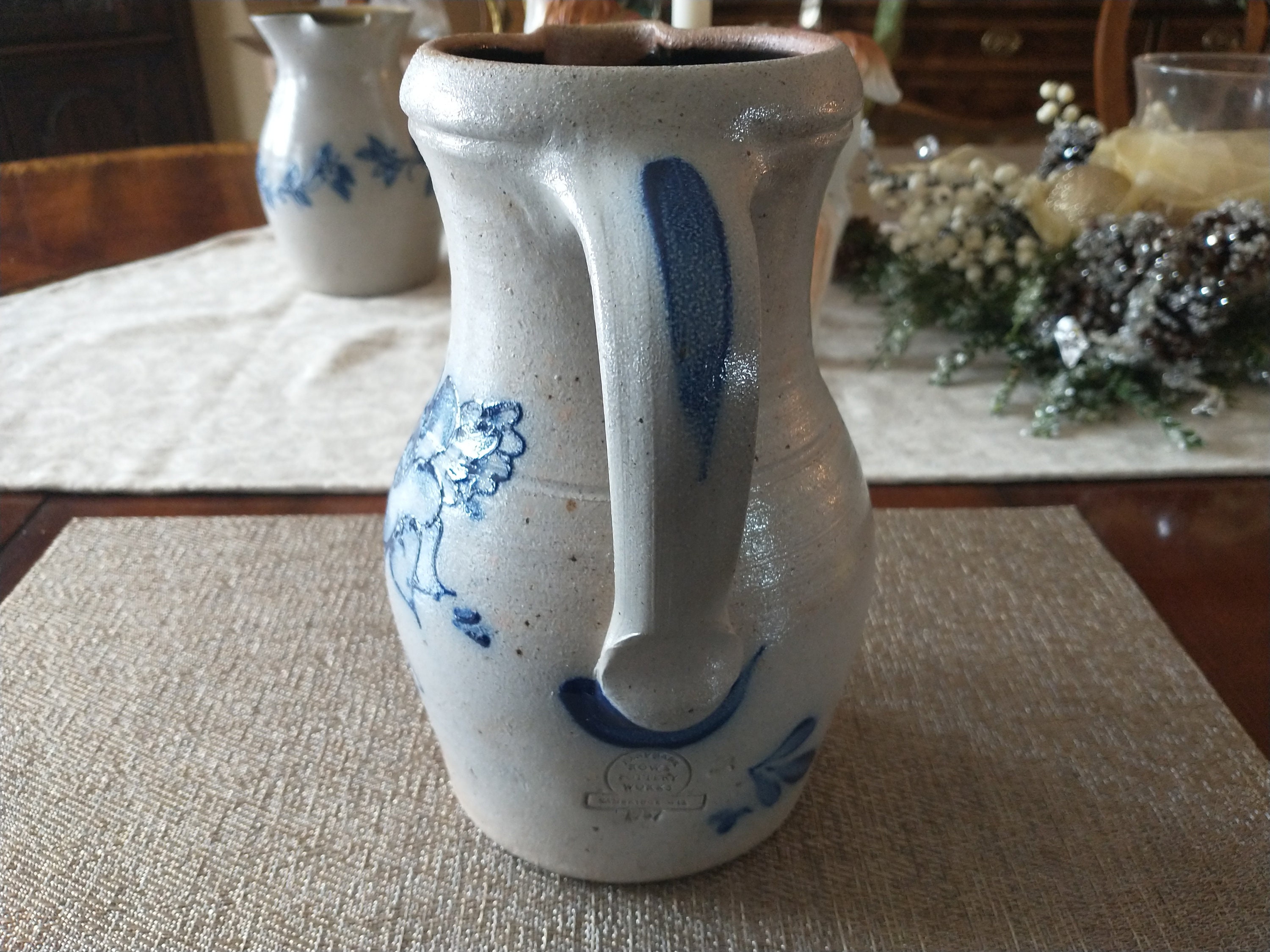 Vintage Rowe Pottery Works Stoneware Pitcher Floral Design 1987 - Etsy