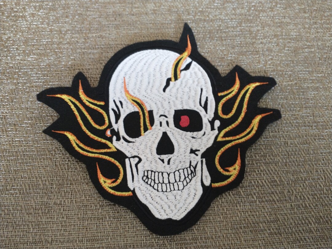 Vintage Large Flaming Skull Patch - Etsy