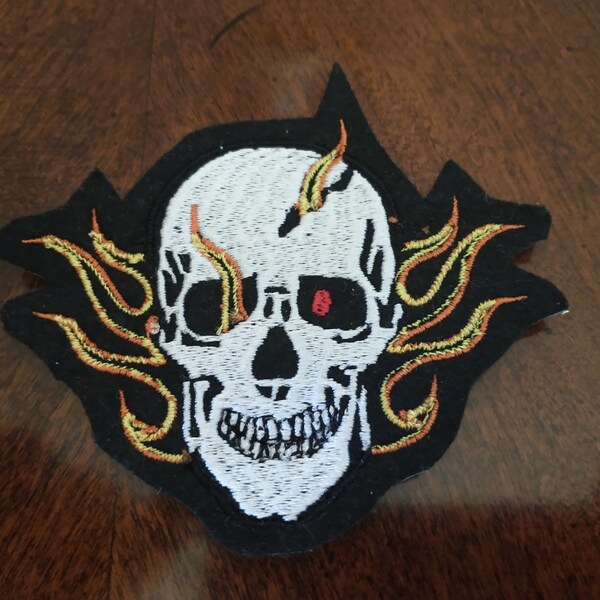Vintage Flaming Skull Patch - Etsy
