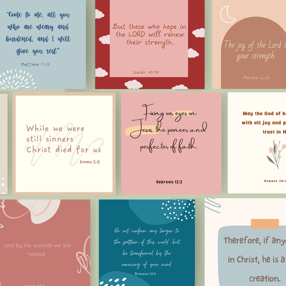 30 Bible Verse Instagram Post and Story Templates Bundle for Canva ...