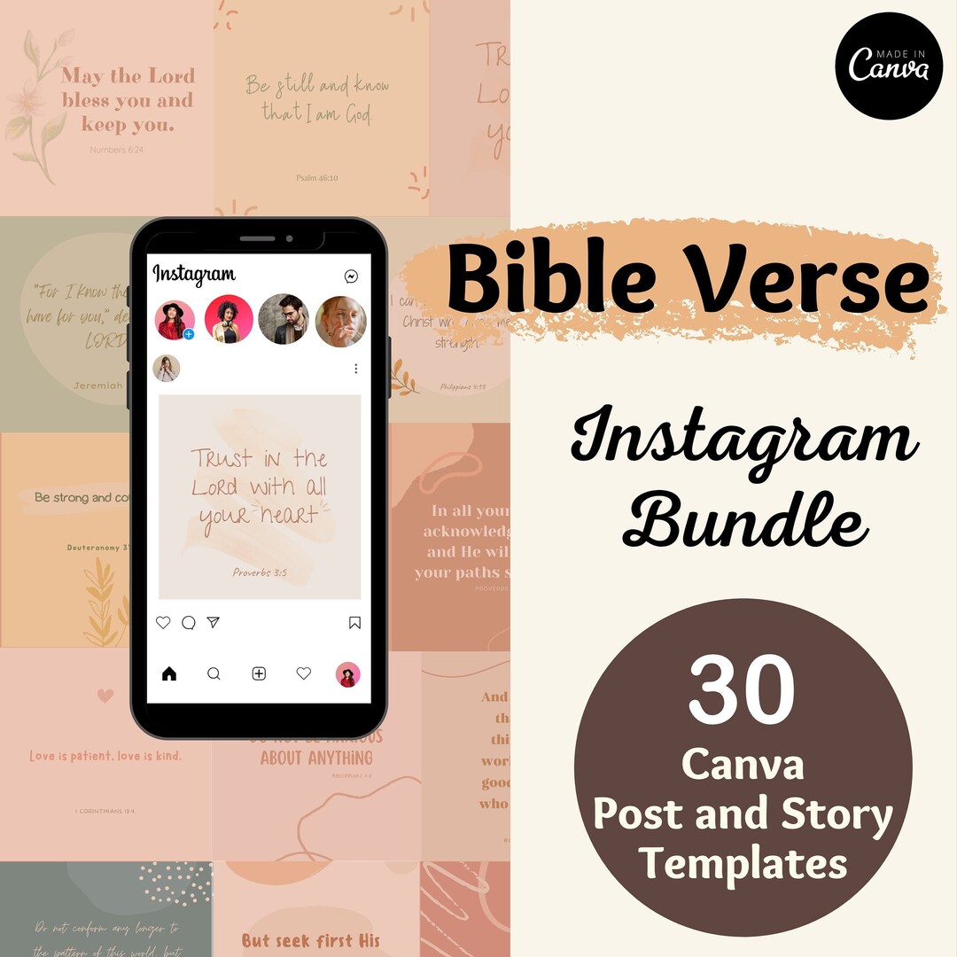 30 Bible Verse Instagram Post and Story Templates Bundle for Canva ...