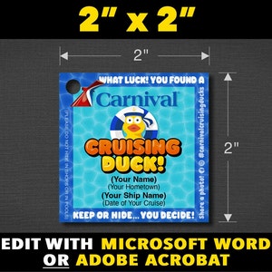 Carnival Cruise Duck Tags – Customizable Template (digital Download) - Etsy
