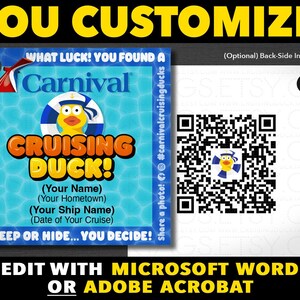 Carnival Cruise Duck Tags – Customizable Template (digital Download) - Etsy
