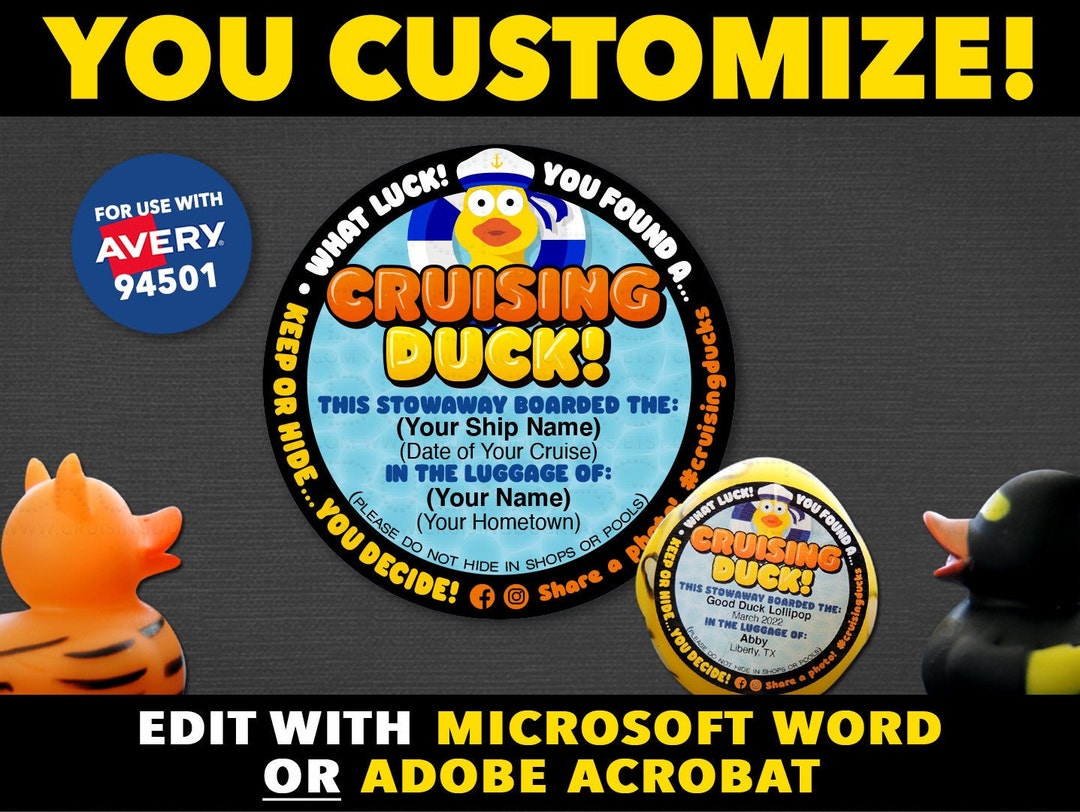 2x2" Cruising Duck Sticker / Stickers for Cruise Ducks. Use With Avery ...