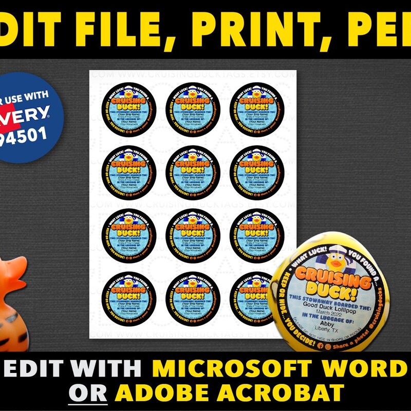 Cruising Duck Labels - Etsy